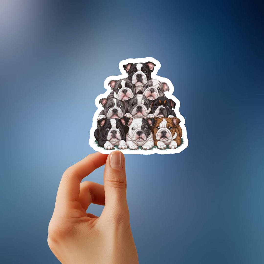 Adorable Miniature American Bulldog Sticker - Cute Dog Lover Gift ...