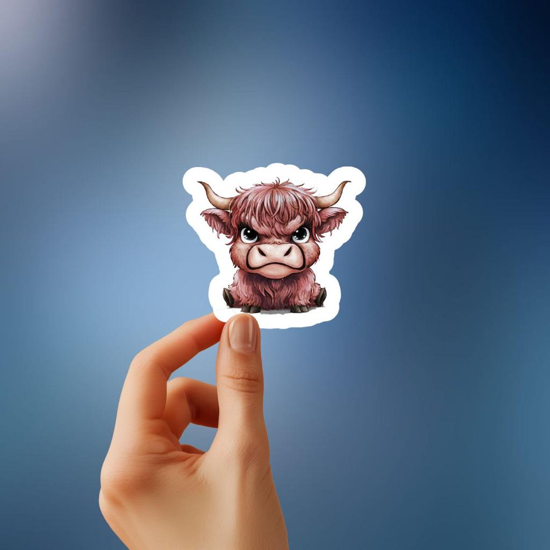 Cute, Angry Highland Cow Sticker - Adorable Farm Animal With Attitude ...