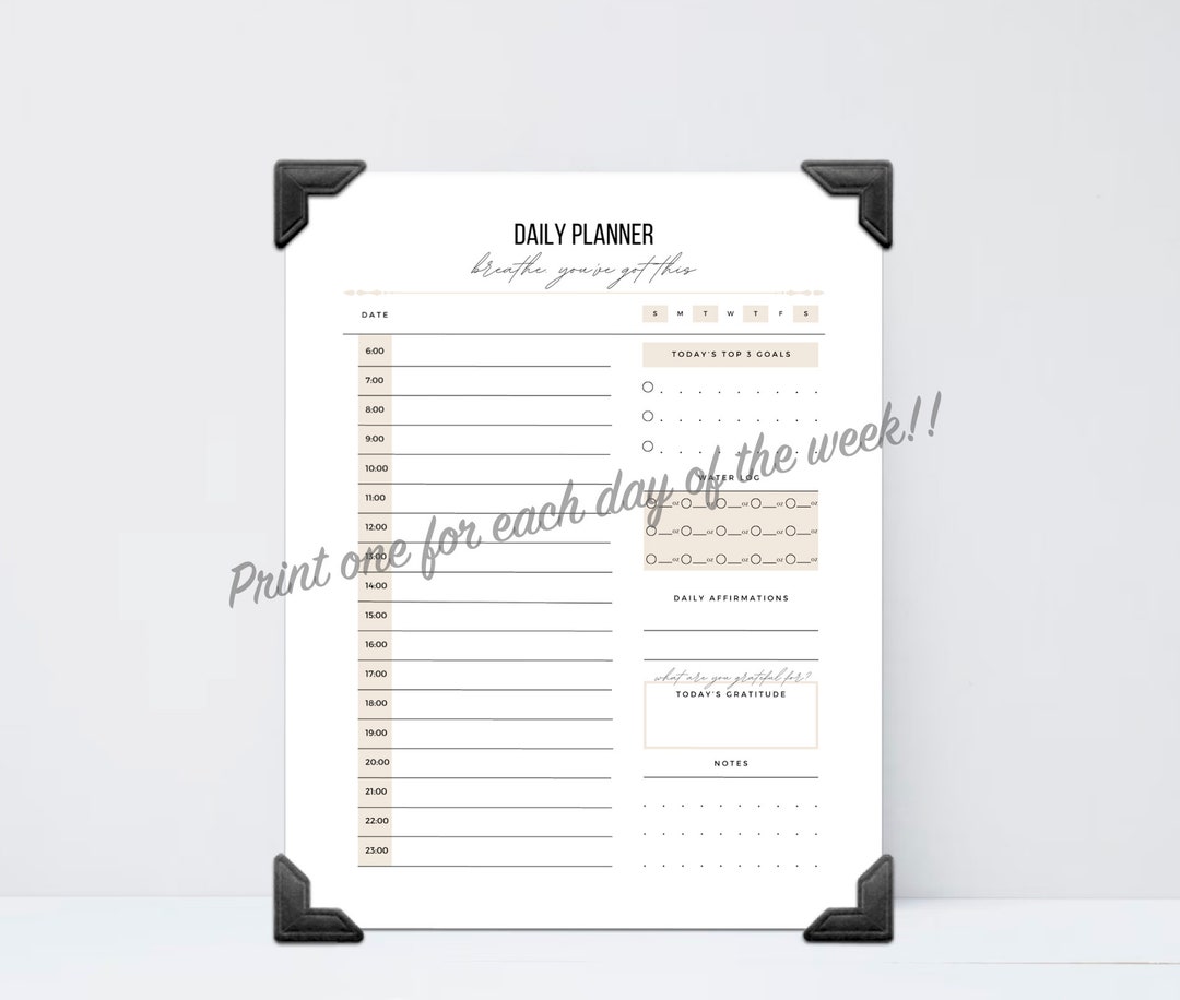 Daily Planner Printable, Day Planning Sheets, Instant Download, Letter ...