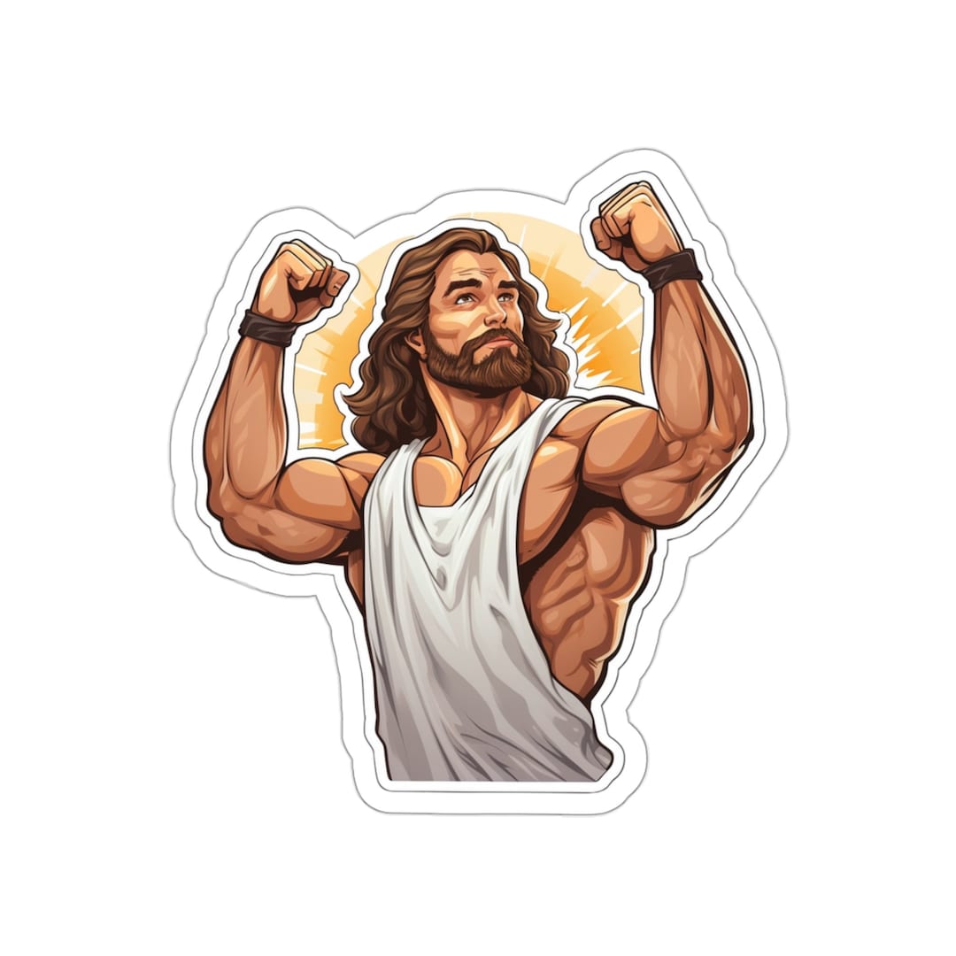 Buff Jesus Sticker - Etsy