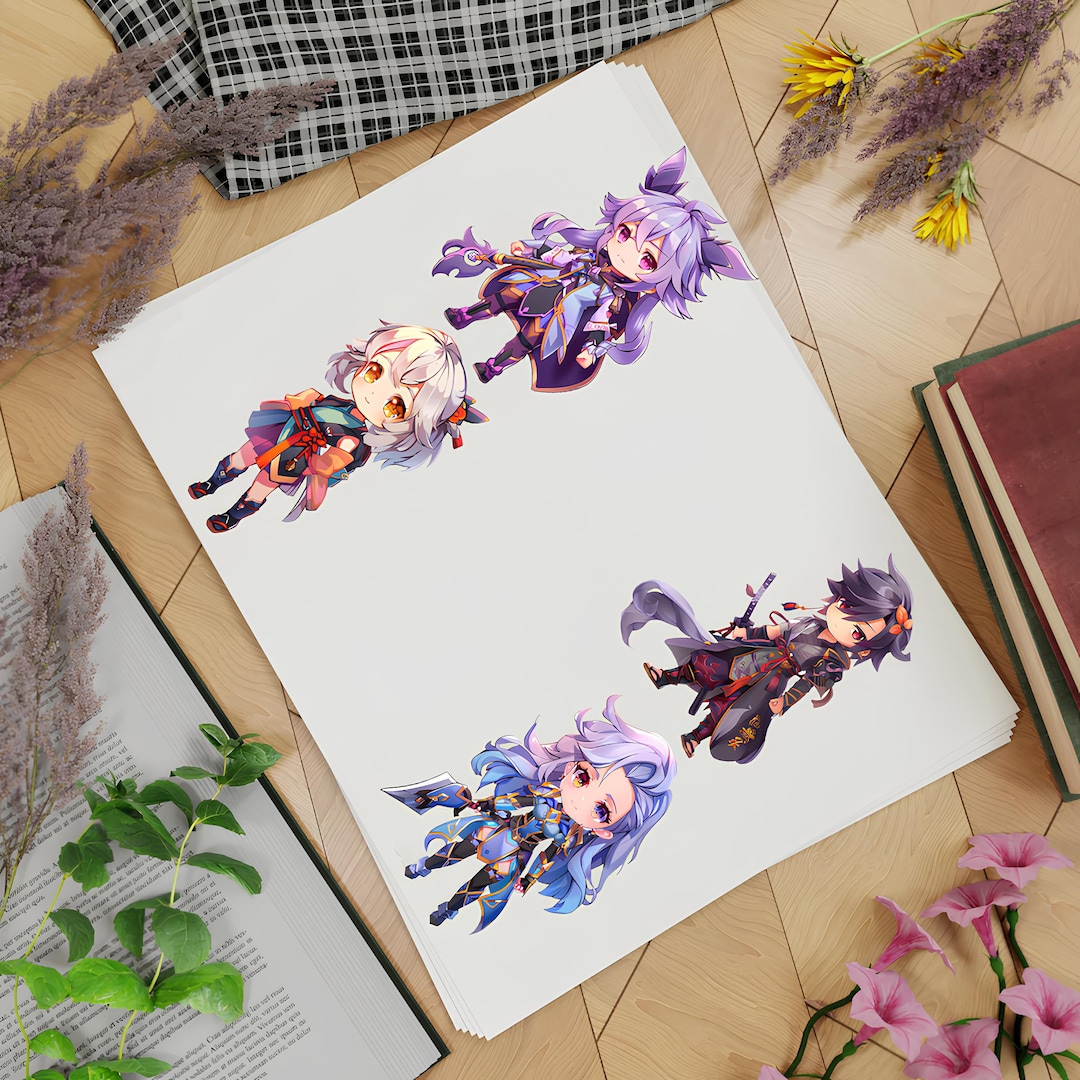 Chibi Anime Character Sticker Sheet Set, Pack of 4 Cute Vinyl Decals ...
