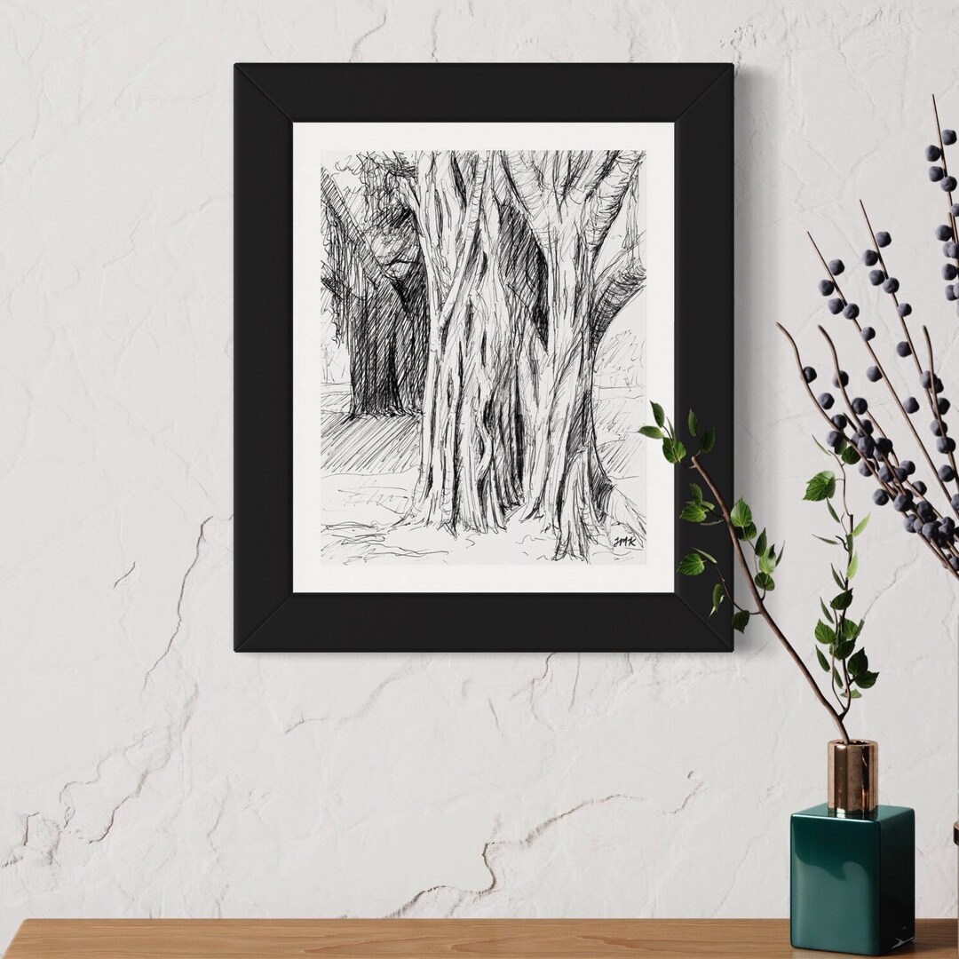 Banyan Tree Line Art Print - Etsy