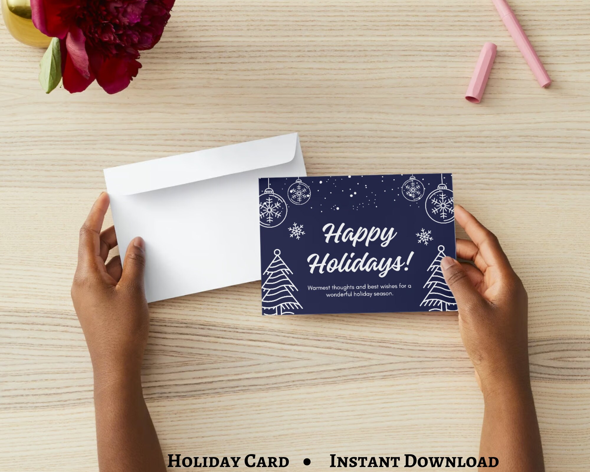 Happy Holiday Printable Cards, Printable Holiday Cards, Christmas ...