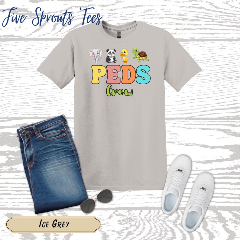 Peds Crew Animals Nurse T Shirt Pediatrics Nursing Medical Worker ...
