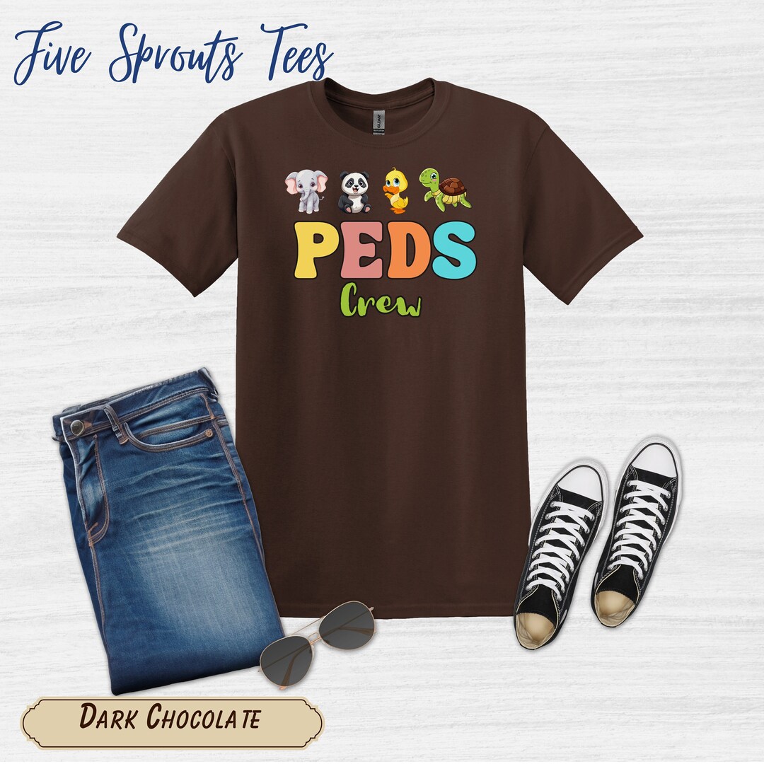 Peds Crew Animals Nurse T Shirt Pediatrics Nursing Medical Worker ...