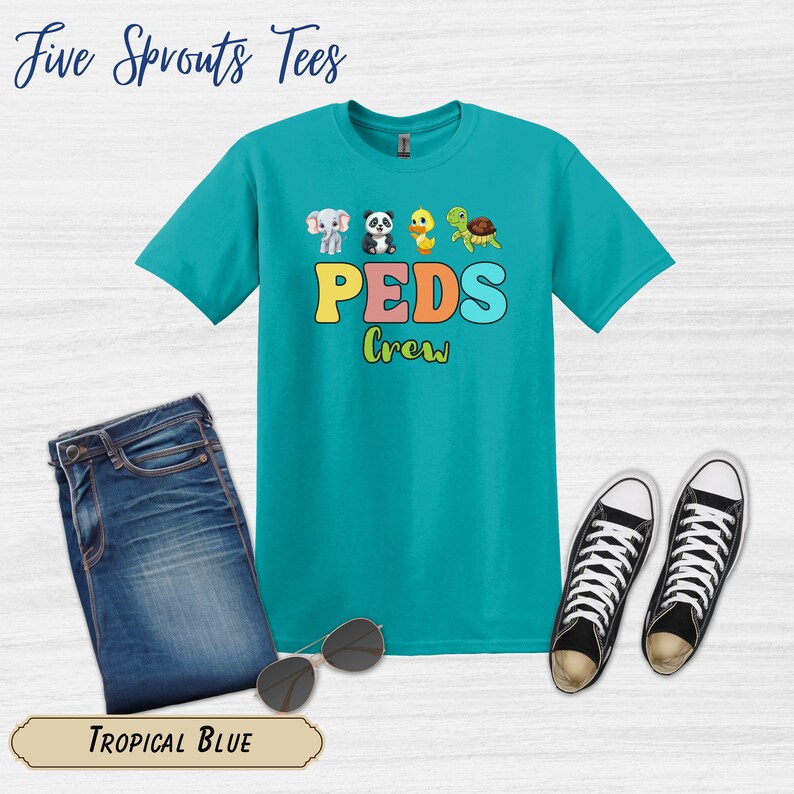 Peds Crew Animals Nurse T Shirt Pediatrics Nursing Medical Worker ...
