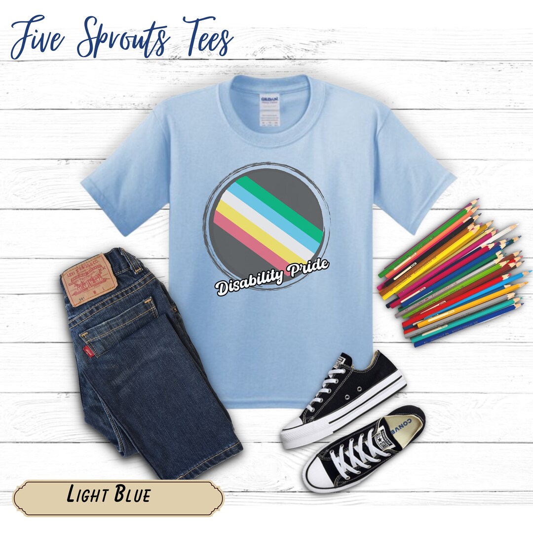 Kid Disability Pride Flag T Shirt Youth Wheelchair User Tshirt ...
