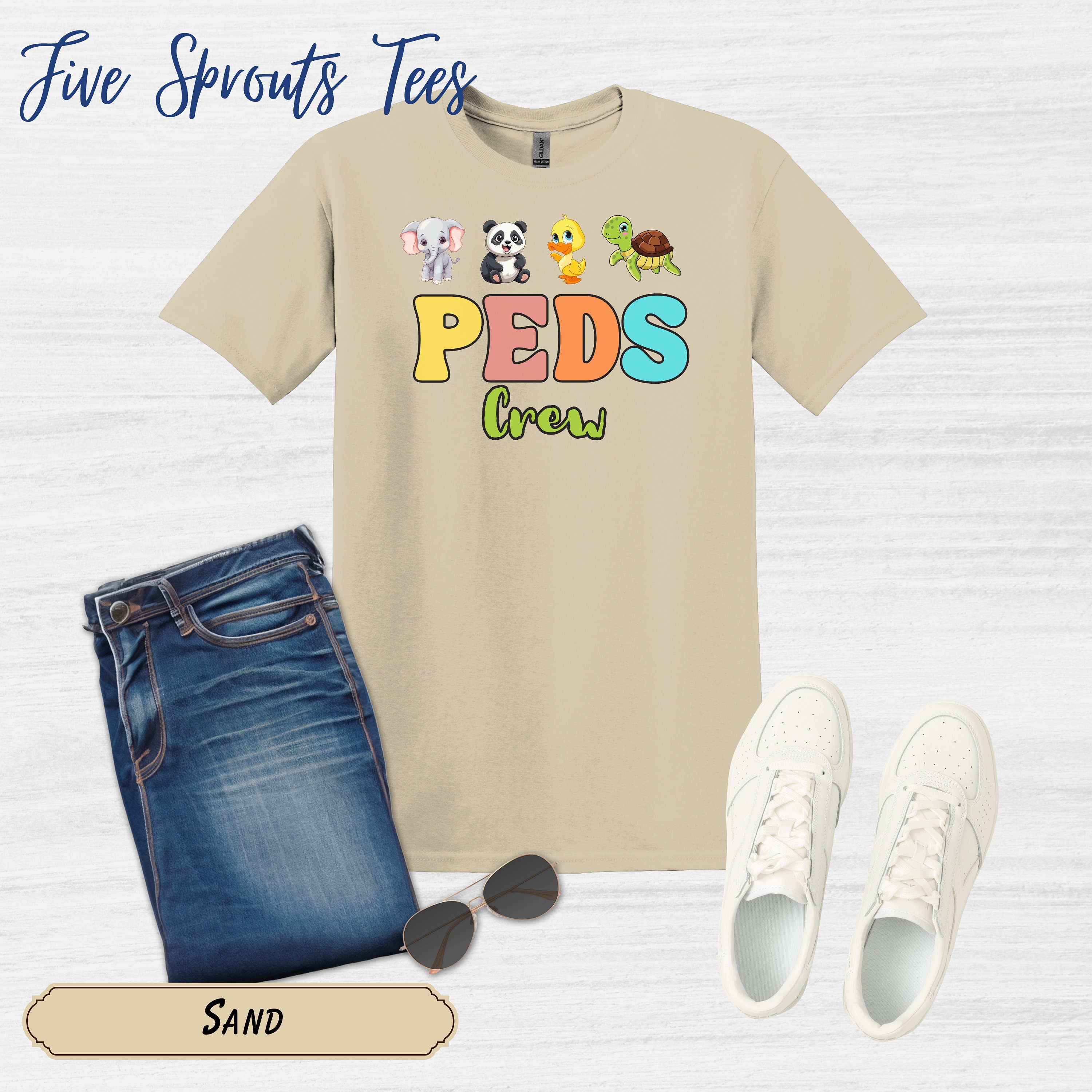 Peds Crew Animals Nurse T Shirt Pediatrics Nursing Medical Worker ...