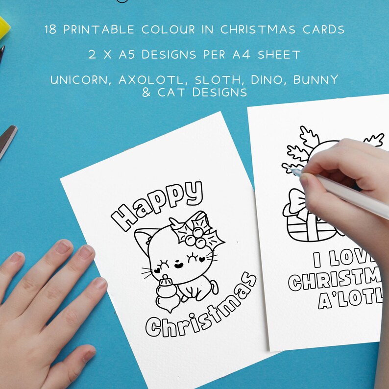 Kids Printable Colour in Christmas Cards Children's - Etsy