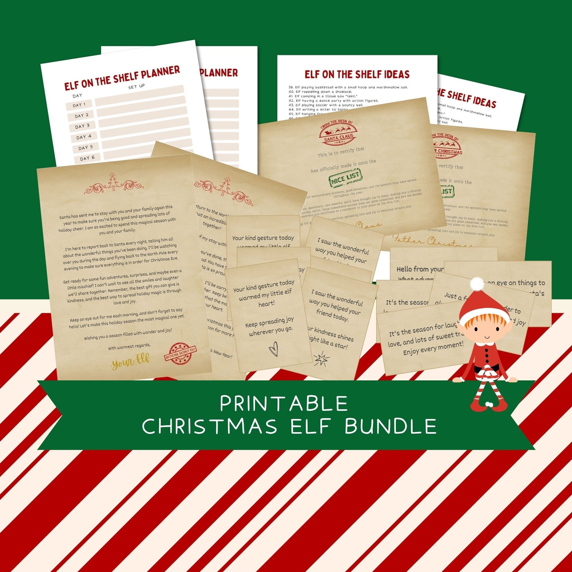 Printable Elf Activities Bundle, Elf Return Letter, Nice List ...