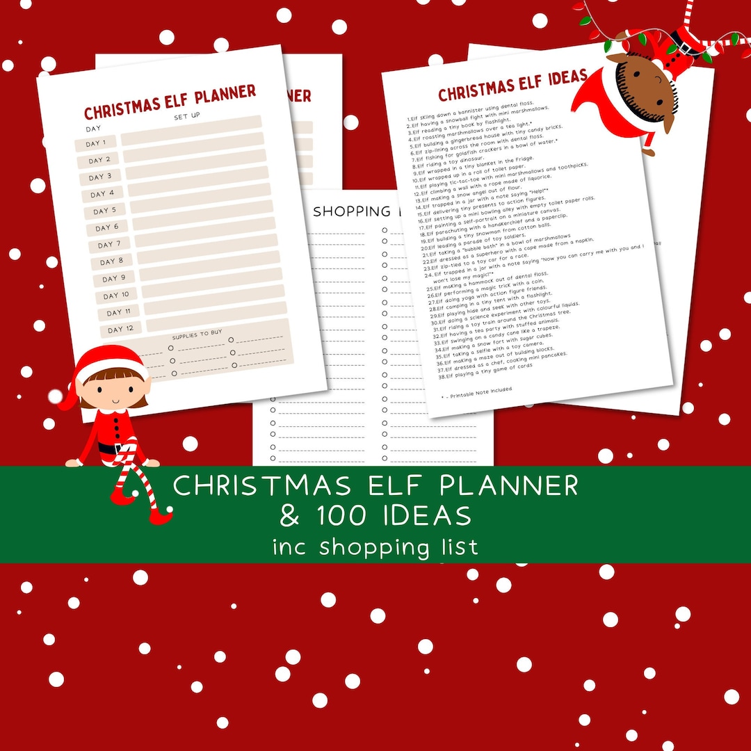 Printable Christmas Elf Planner With 100 Elf Activity Ideas - Etsy