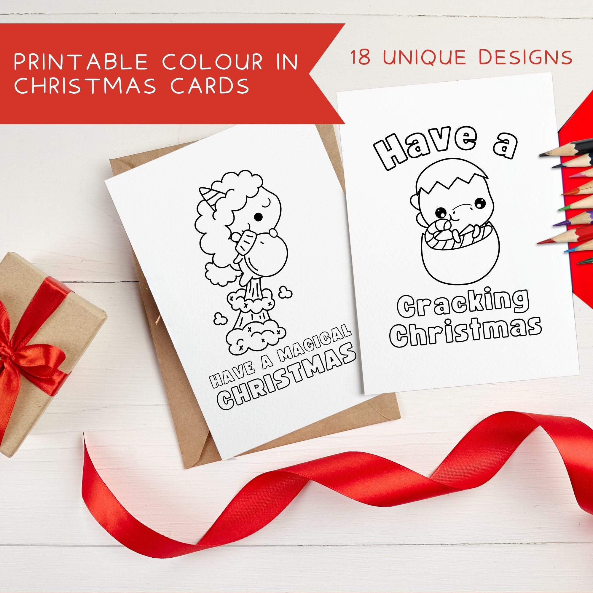 Kids Printable Colour in Christmas Cards Children's Christmas ...