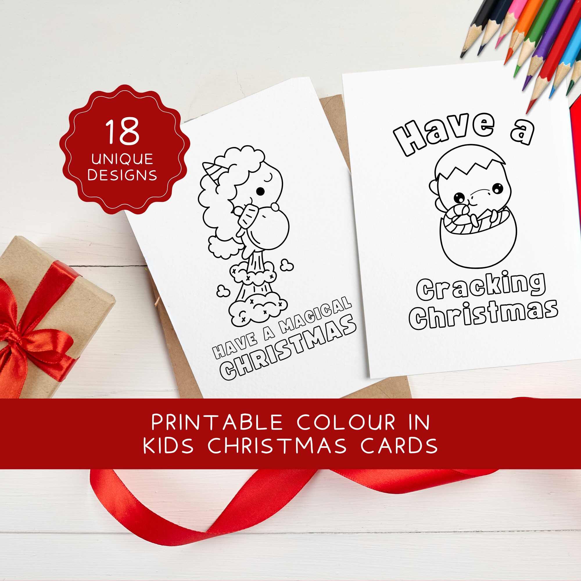 Kids Printable Colour in Christmas Cards Children's Christmas ...