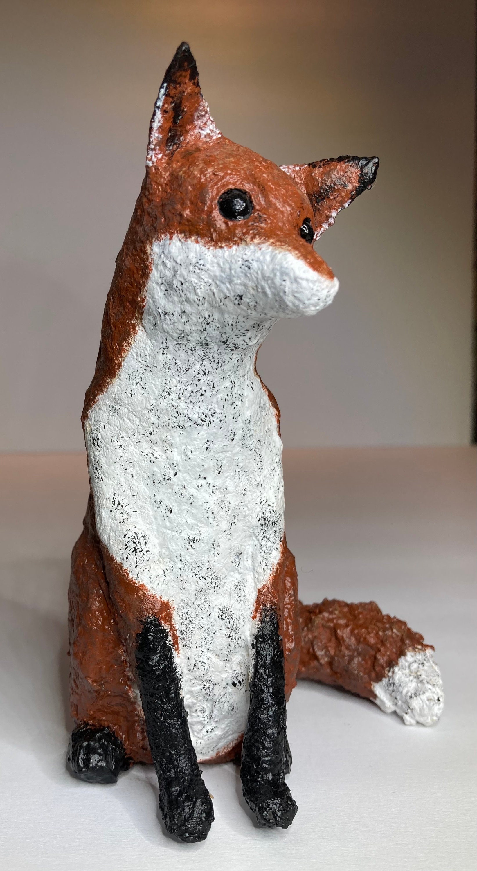 Paper Mache Fox Fox Sculpture, Paper Mache Animal, Animal Sculpture - Etsy