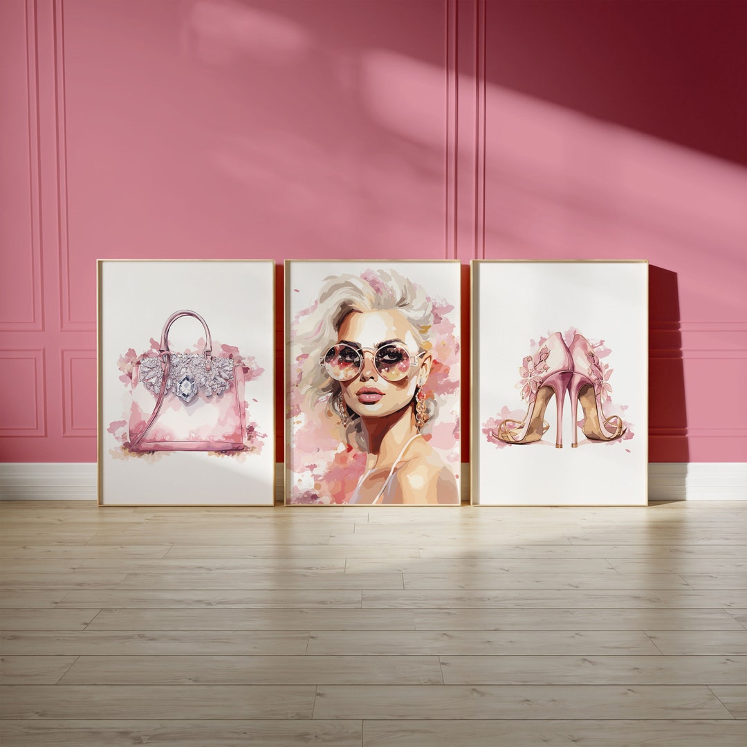 Set of 3 Fashion Prints Pink Fashion Wall Art Beauty Lips - Etsy UK