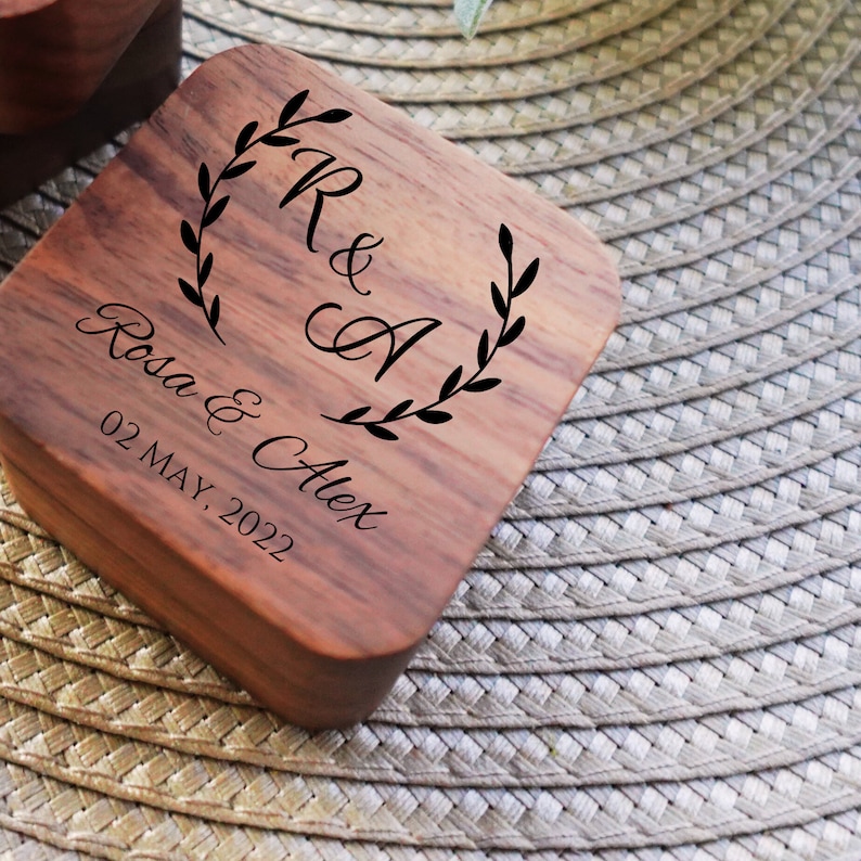 Custom Engagement Ring Box, Personalized Wedding Ring Box, Custom Wood ...