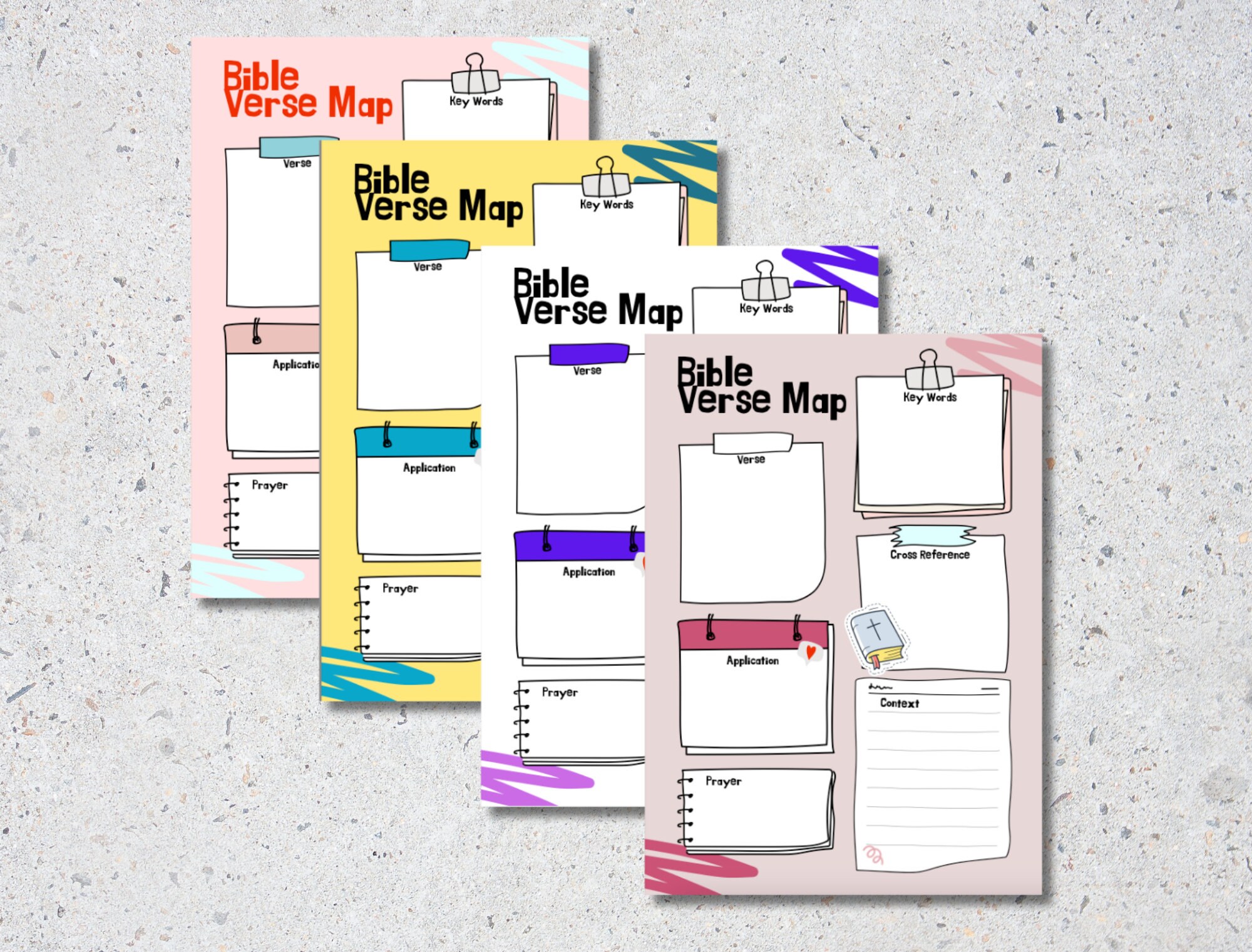 Bible Verse Mapping Study Sheet - Digital and Printable - 5 Color ...