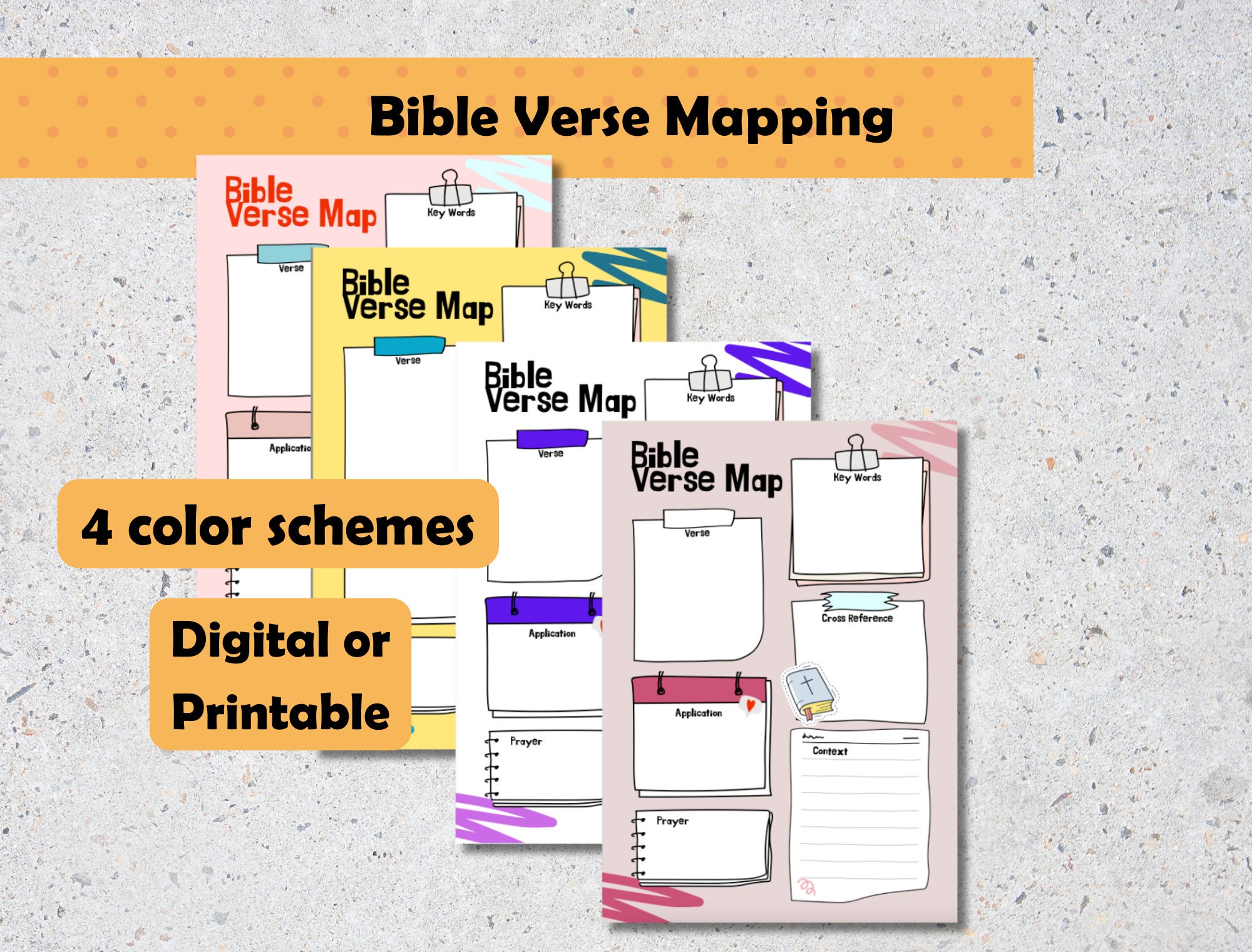 Bible Verse Mapping Study Sheet - Digital and Printable - 5 Color ...