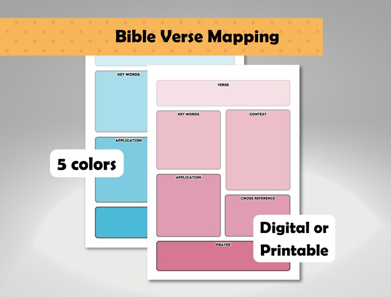 Bible Verse Mapping Study Sheet - Digital and Printable - 5 Color ...