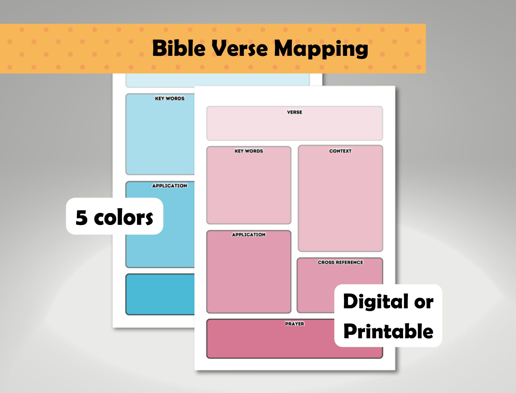 Bible Verse Mapping Study Sheet - Digital and Printable - 5 Color ...