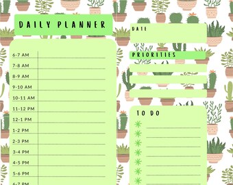 Green/flowery Green/blue/cream Colored Daily Planner Bundle - Etsy