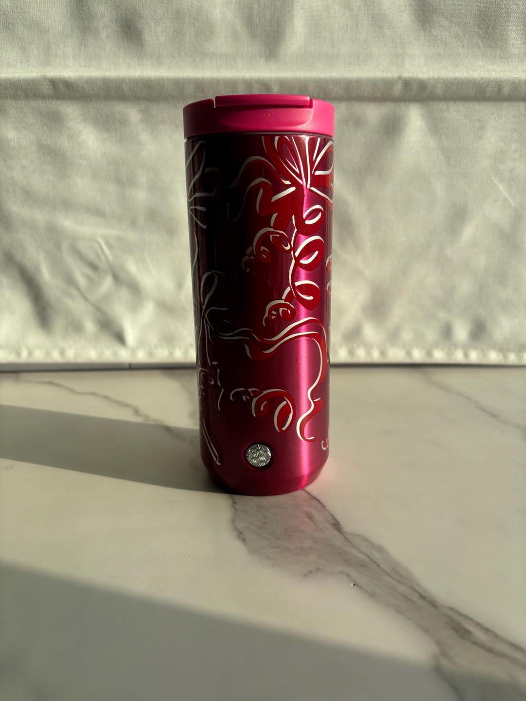 Starbucks Hot Pink Ribbons Bow Gift Wrap Insulated Tumbler NWT 12 Oz - Etsy