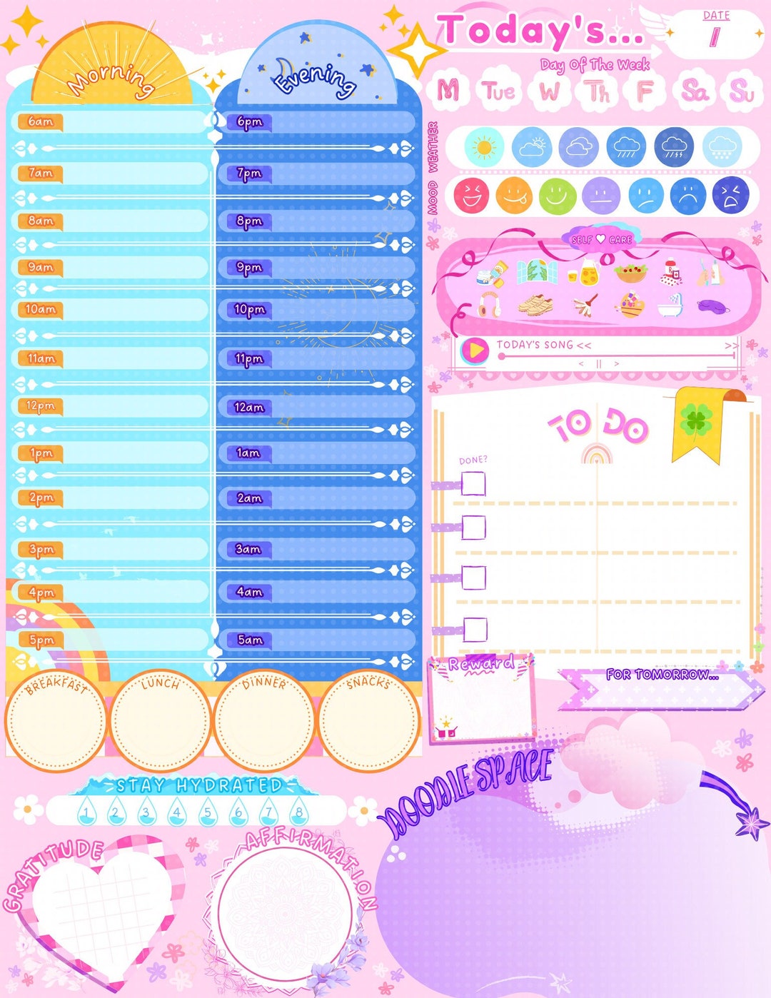 Daily Planner - Digital (PDF & PNG) - Mahou Shoujo - Etsy