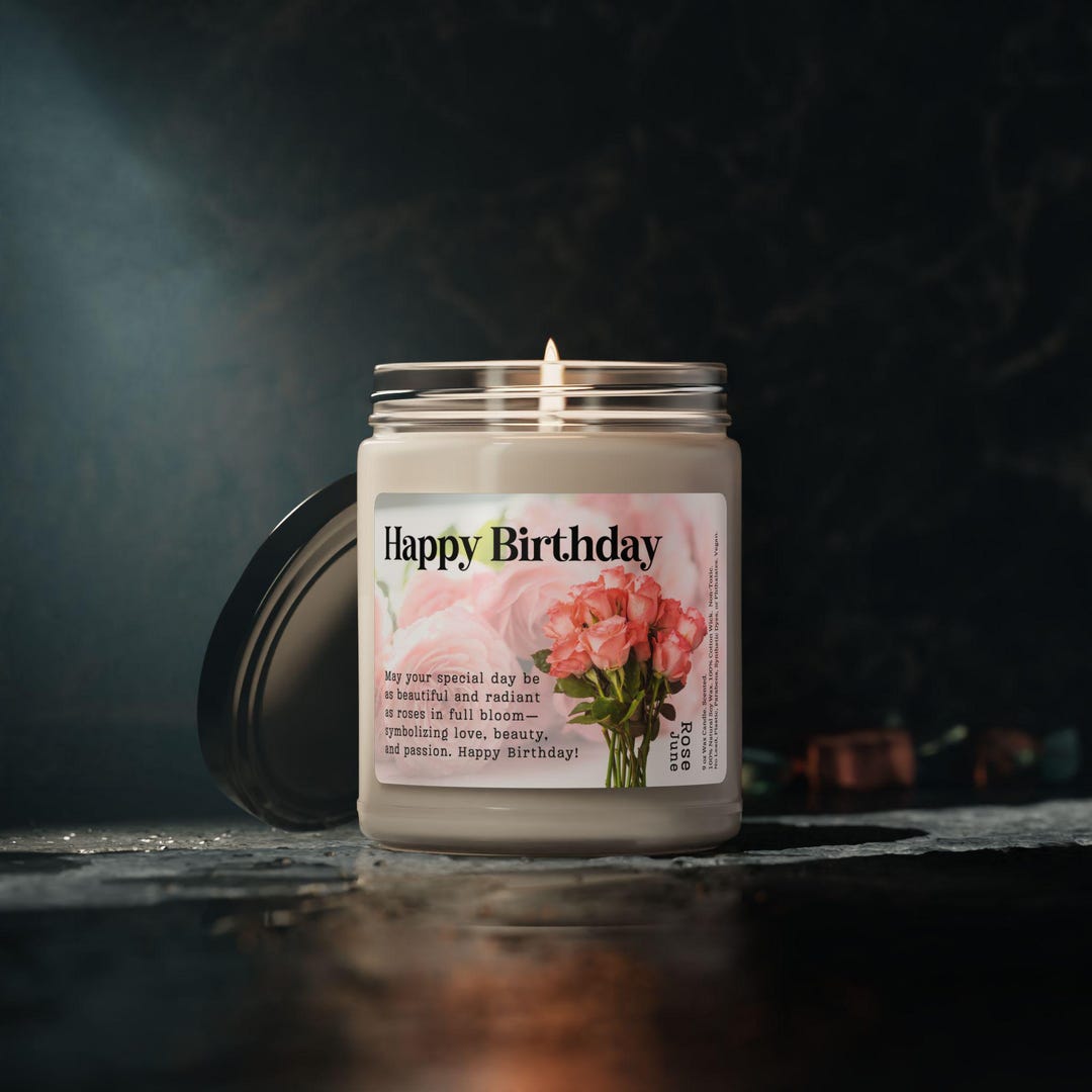 June Birth Flower Gift for Her, Personalized Birthday Candle, Rose ...