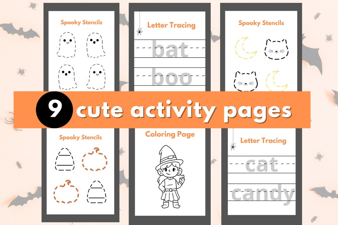 Halloween Activity Pack for Kids 9 Pages Toddler/preschool - Etsy