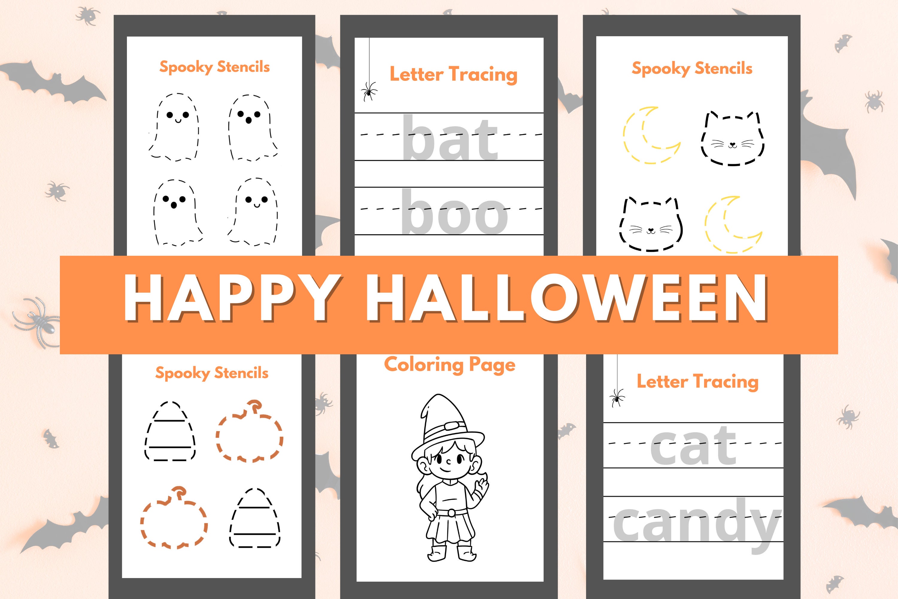 Halloween Activity Pack for Kids 9 Pages Toddler/preschool - Etsy
