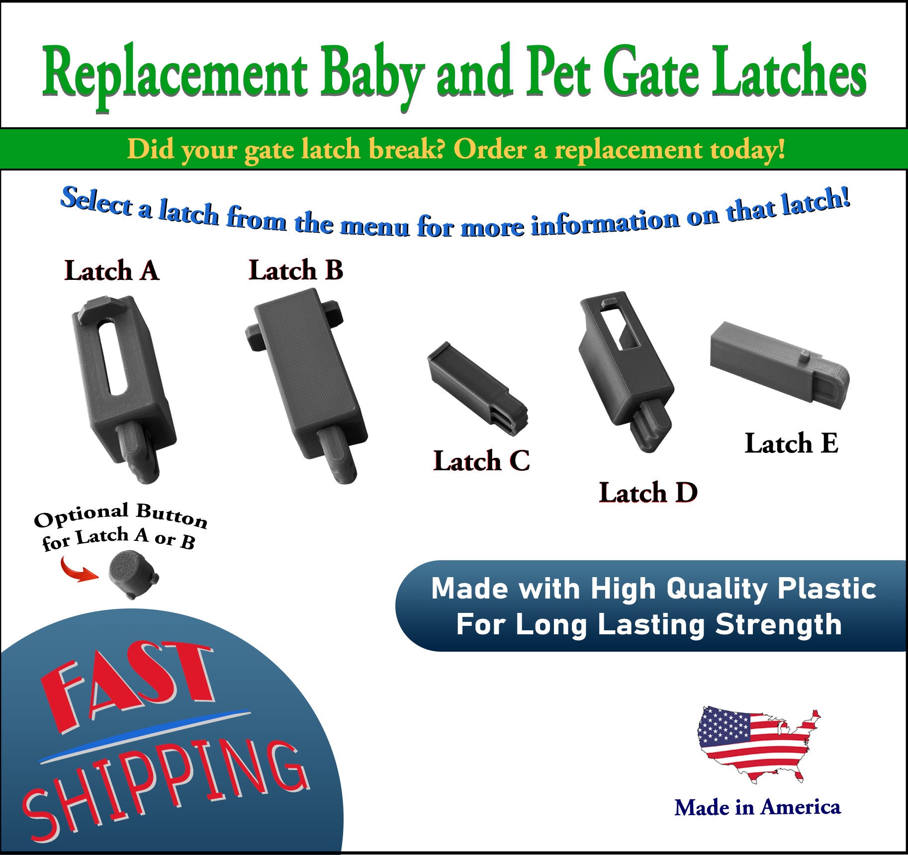 Replacement Baby and Pet Gate Latches for Regalo, Carlson or Frisco ...