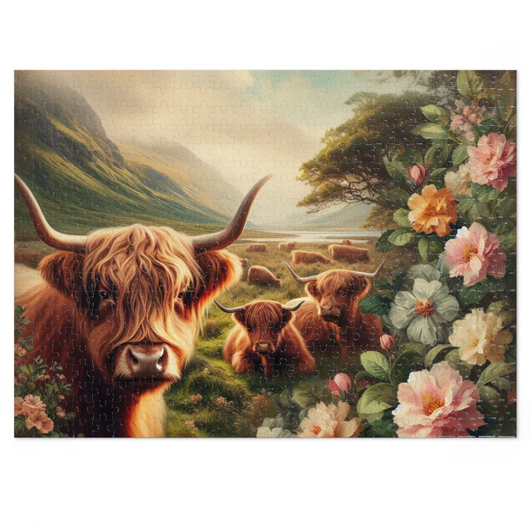 Highland Cow Jigsaw Puzzle, 500/1000 Piece, Gift Box - Etsy