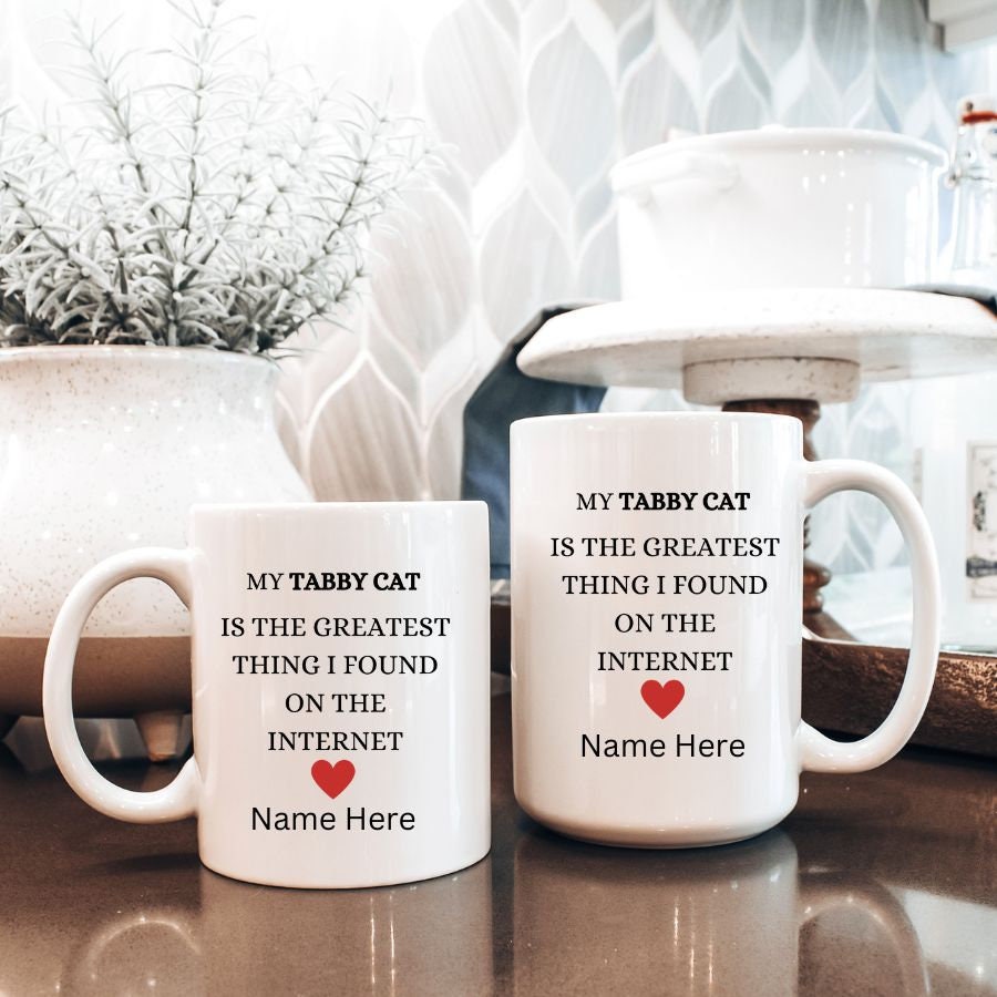 Tabby Cat Mug, Cat Mom Gift, Cute Pet Coffee Cup, Tabby Lover Gift ...