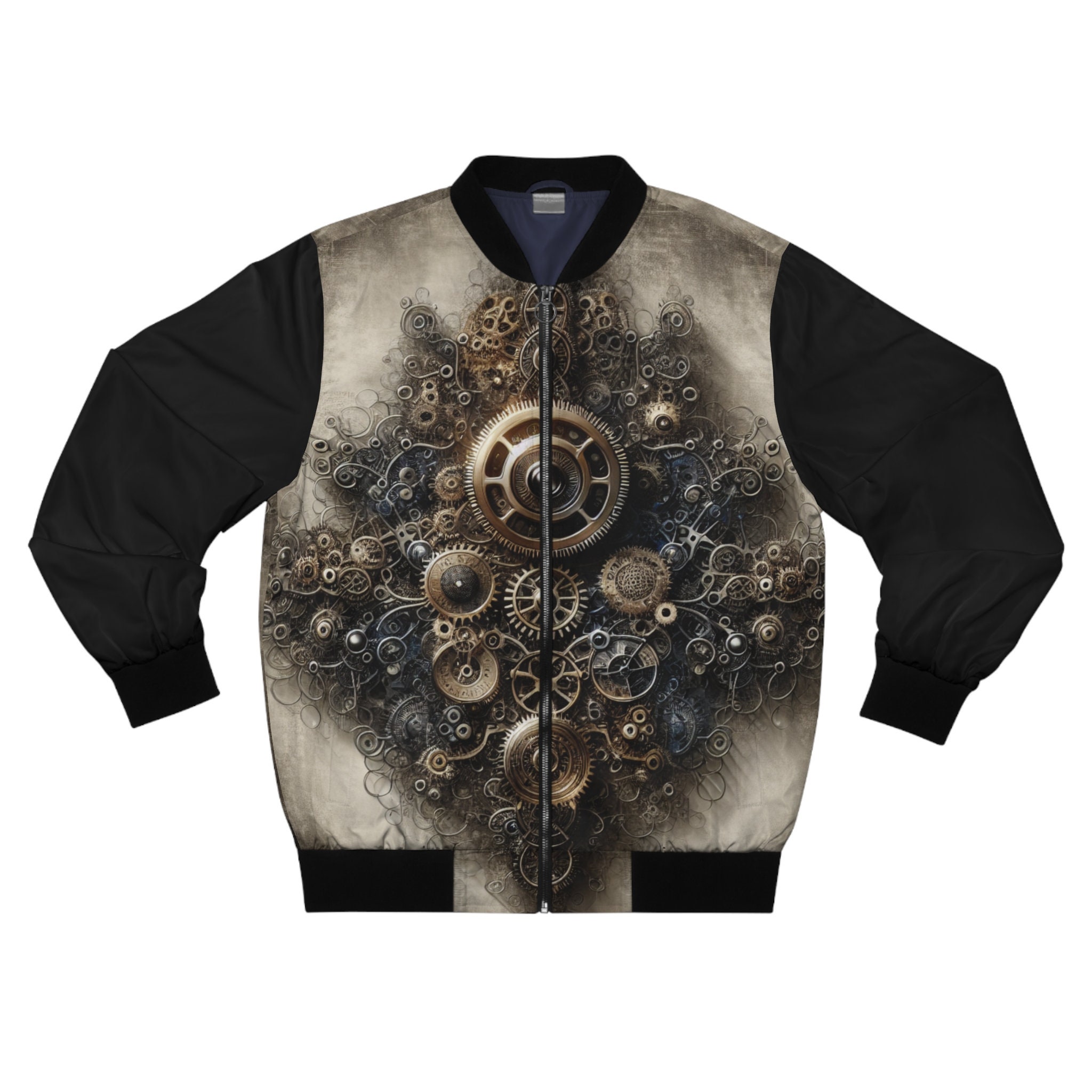 Mens Steampunk Bomber Jacket: Vintage Style Gear Print - Etsy