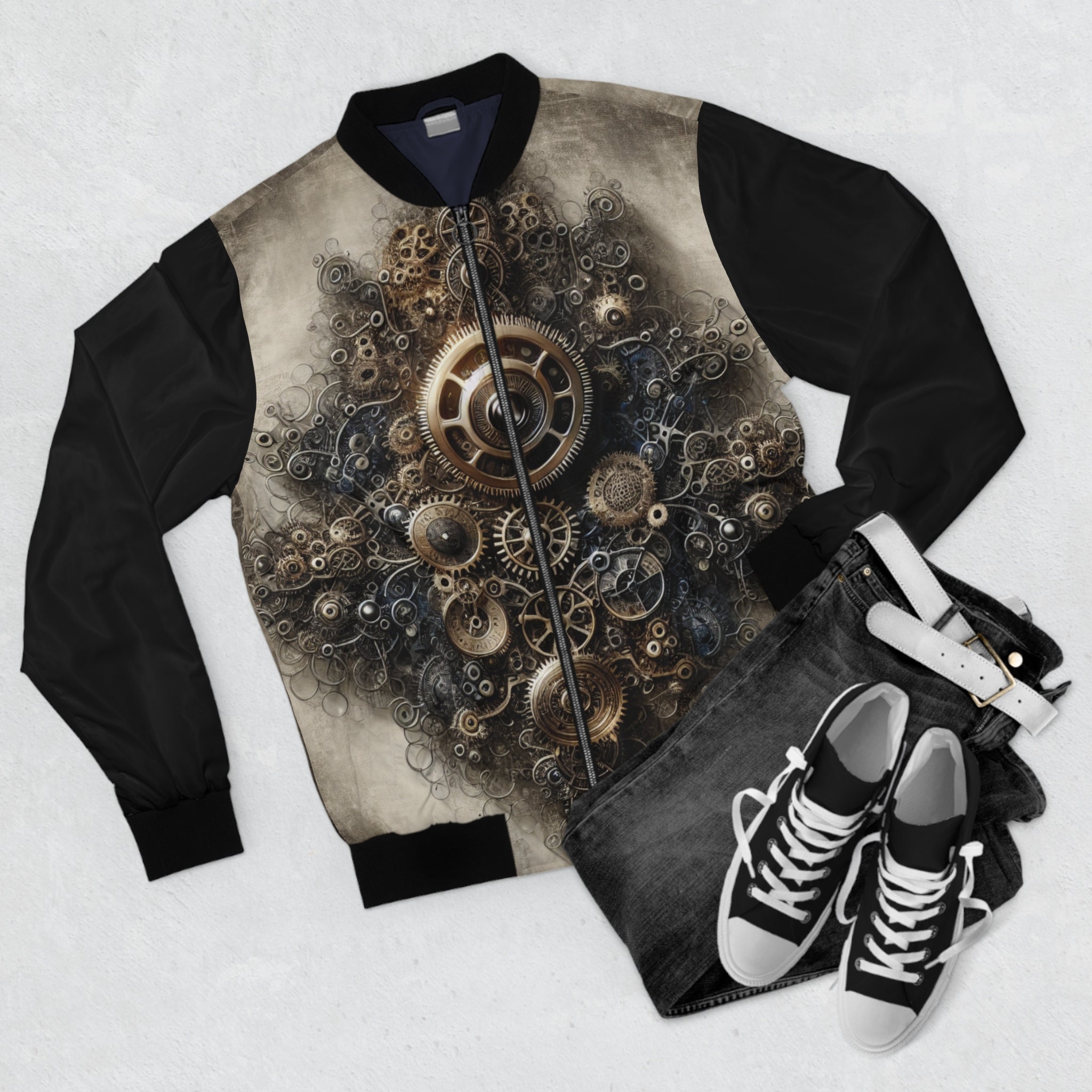 Mens Steampunk Bomber Jacket, Vintage Style Outerwear, Rustic Aviator ...