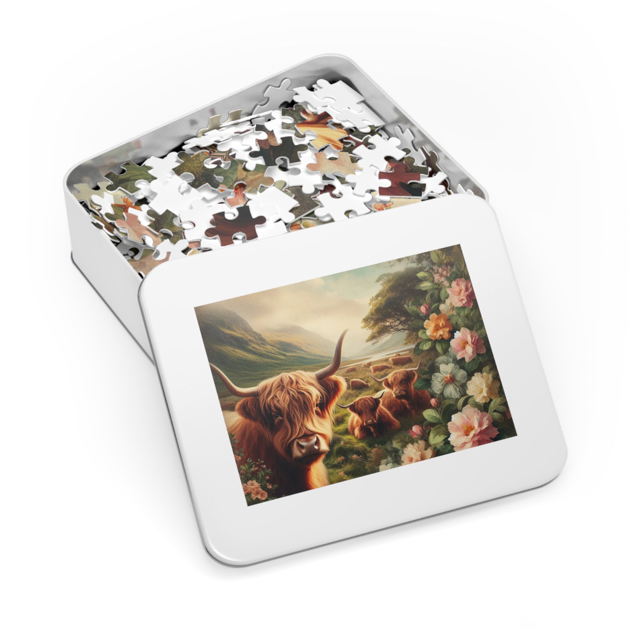 Cute Highland Cow Puzzle, Challenging Jigsaw Game, Perfect Gift for ...
