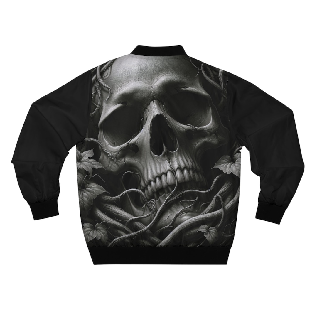 Mens Skull Bomber Jacket, Cool Urban Goth Coat, Skull Lover Gift ...