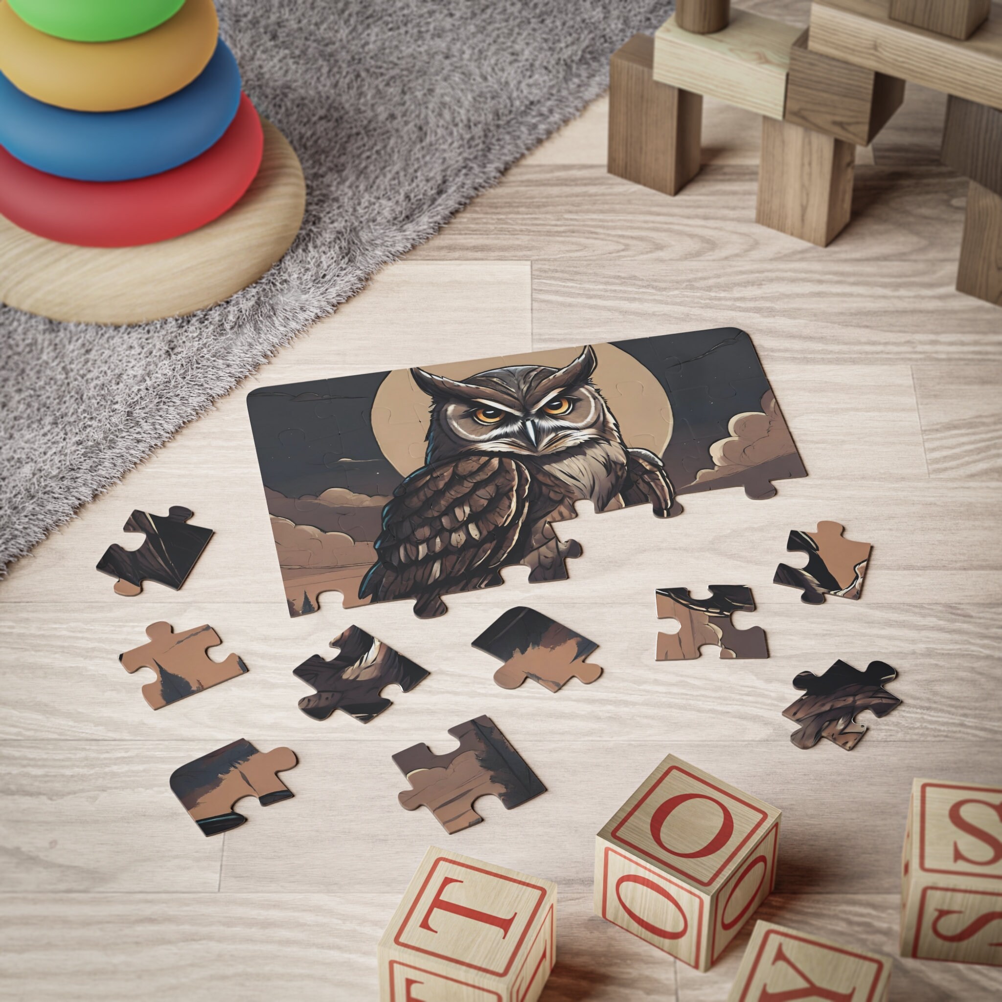 Great Horned Owl Puzzle 30 Piece Puzzle Set Fun Educational - Etsy