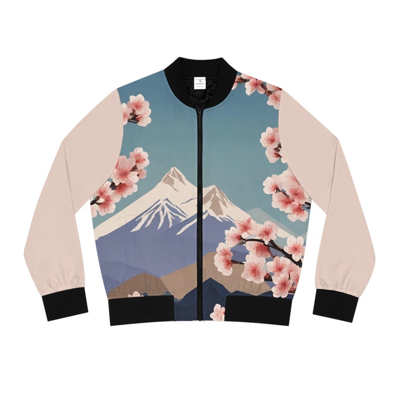 Trendy Women's Japanese Inspired Bomber Jacket, Floral Print Outerwear ...