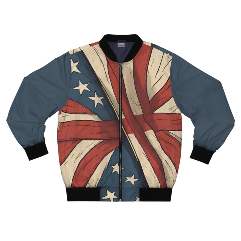 Vintage Patriotic Mens Bomber Jacket, Retro Theme Coat, Flag Design ...