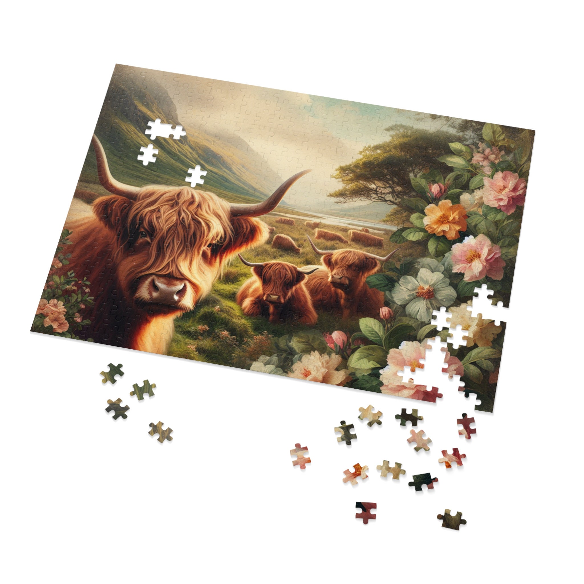 Cute Highland Cow Puzzle, Challenging Jigsaw Game, Perfect Gift for ...
