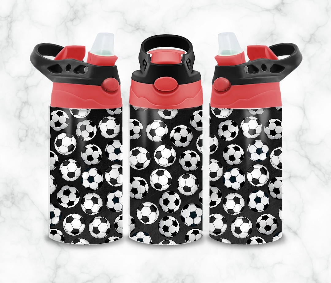 Soccer Ball Pattern 12oz Kids Sippy Cup Tumbler Wrap, 12oz Straight ...