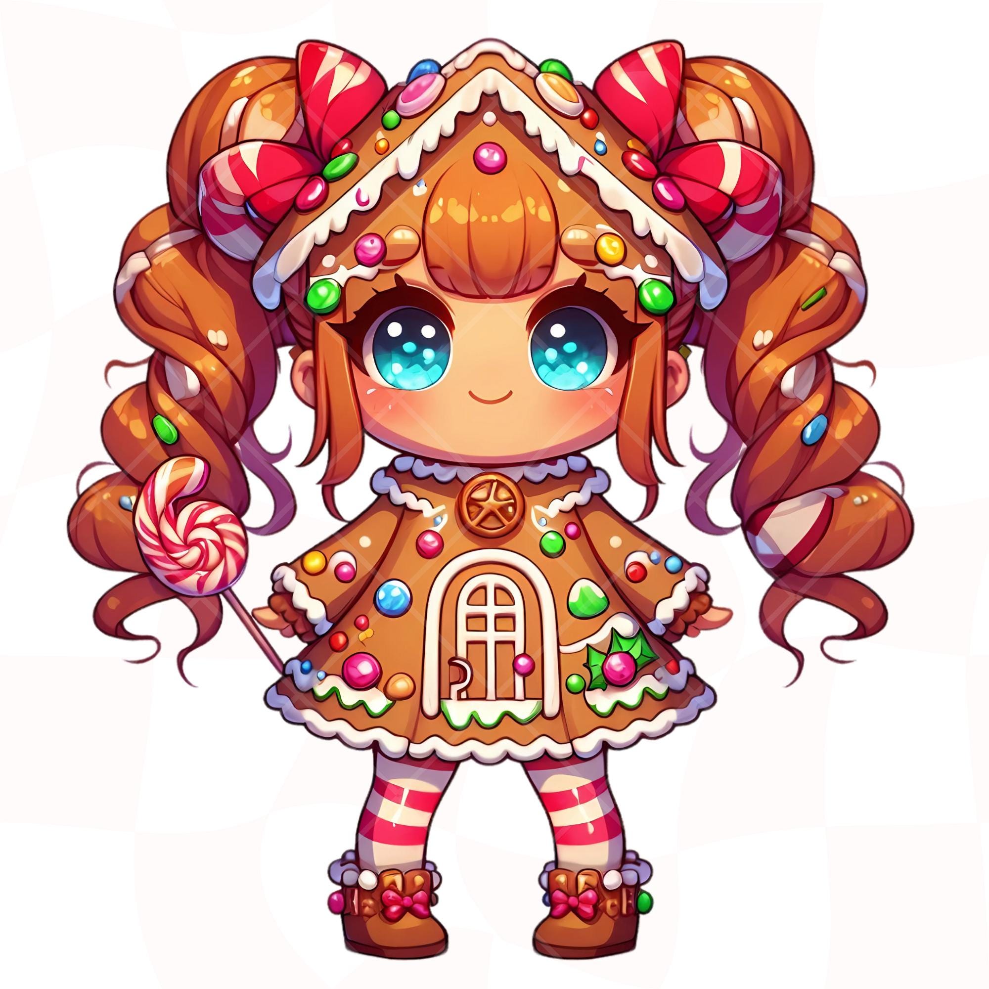 Christmas Chibi, Christmas Chibi Girls, Gingerbread Girl Png, Christmas ...