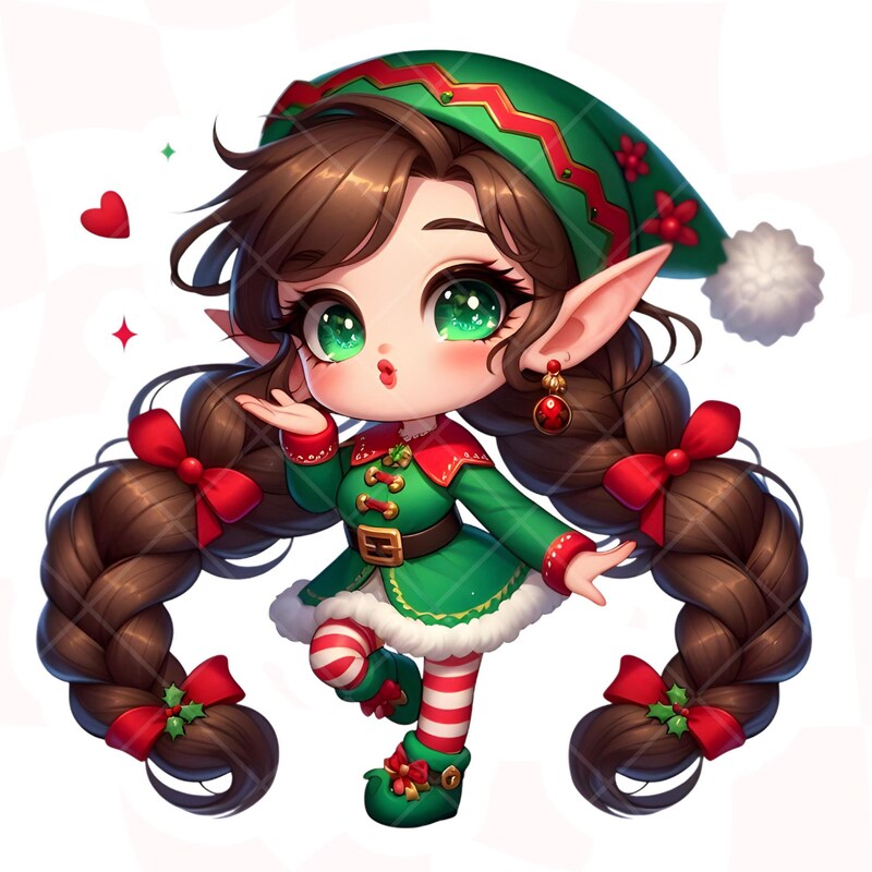 Christmas Elf Chibi - Etsy UK