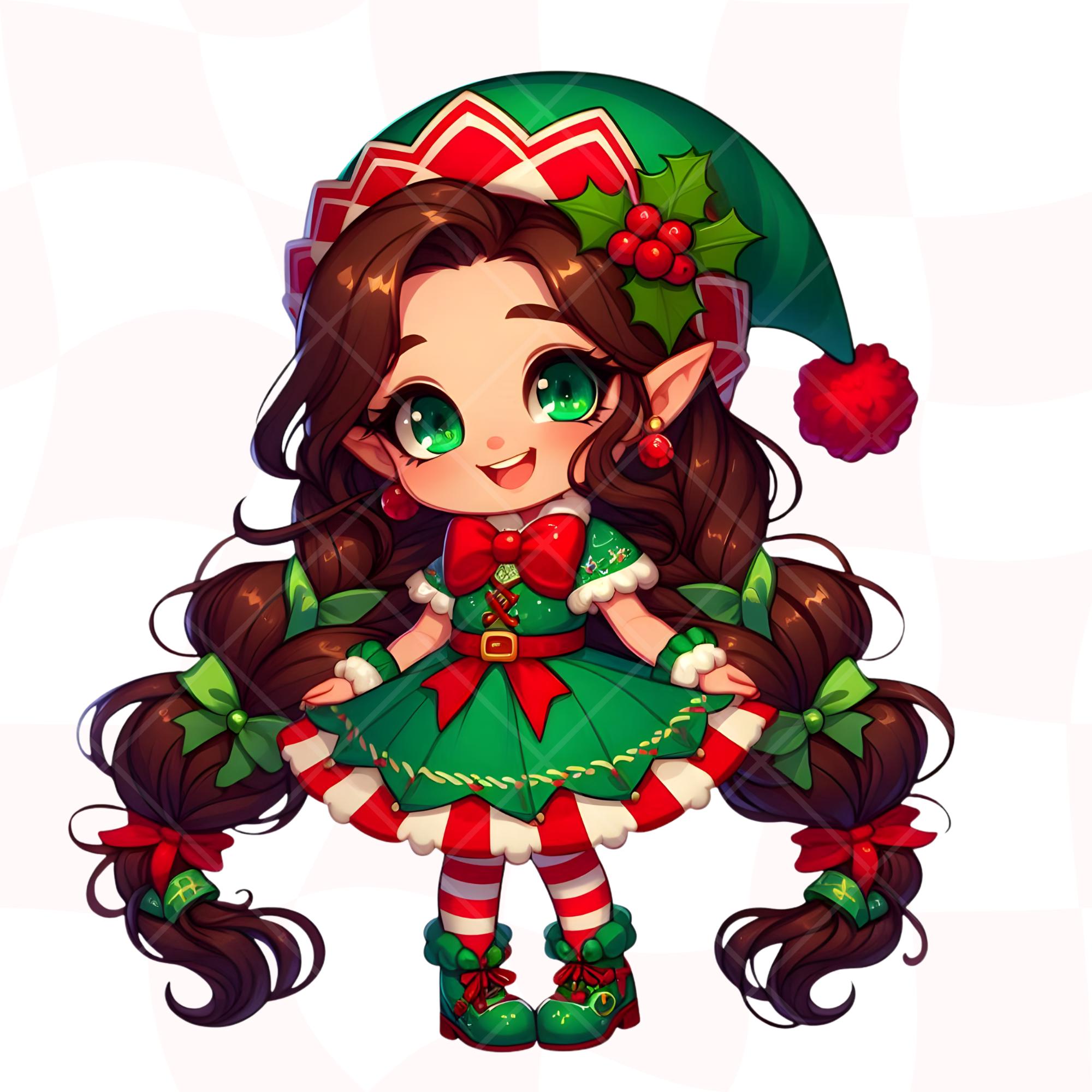 Elf Doll, Elf Girl, Christmas Chibi Girls, Christmas Elves, Christmas ...