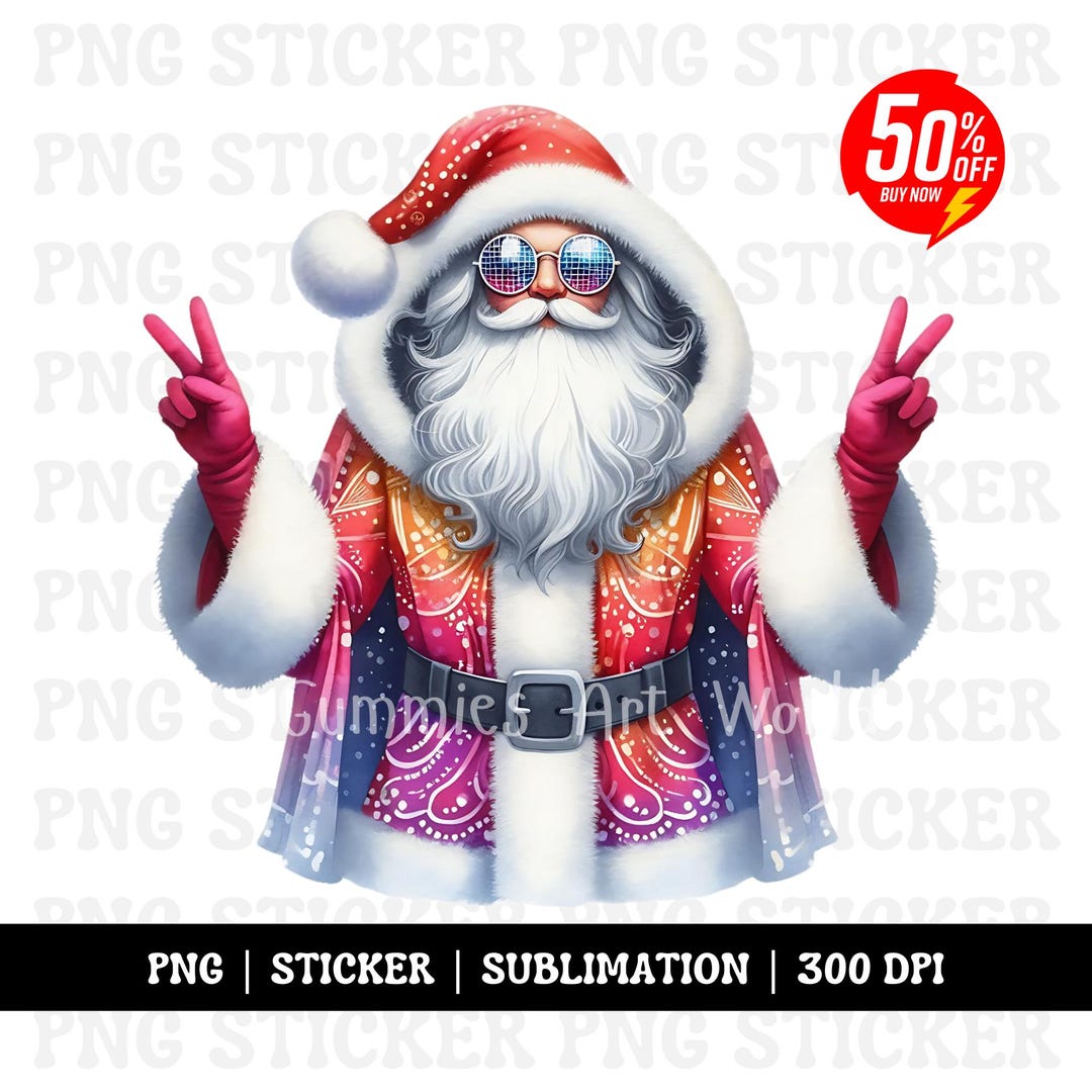 Colorful Santa, Cool Santa, Christmas Peace, Modern Santa, Unique Santa ...