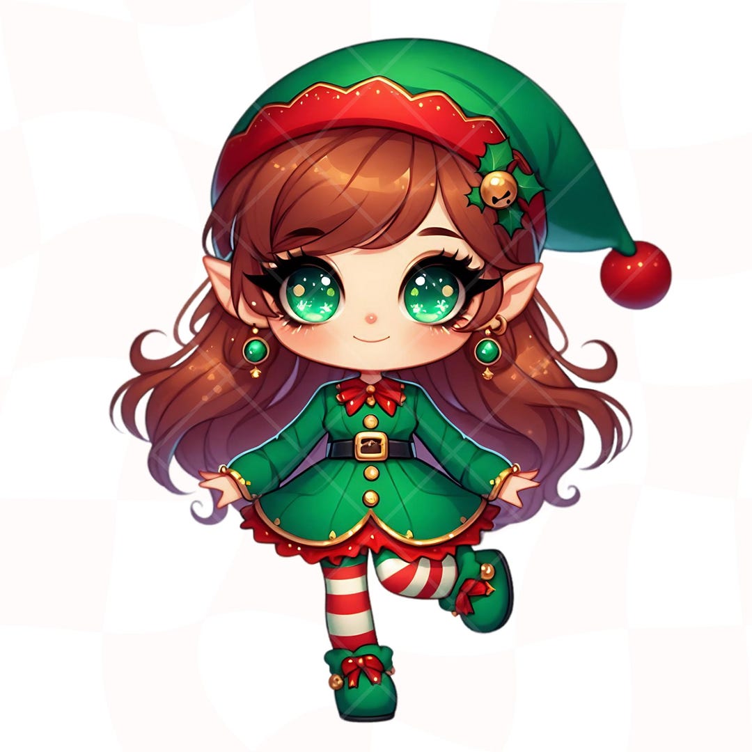 Elf Doll, Elf Girl, Christmas Chibi Girls, Christmas Elves, Christmas ...