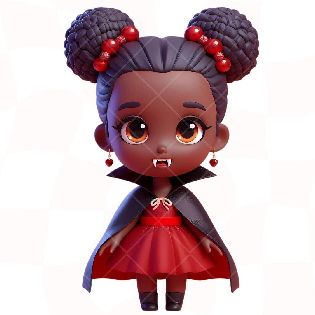 African American Vampire Baby Girl PNG - Halloween Clipart (digital ...