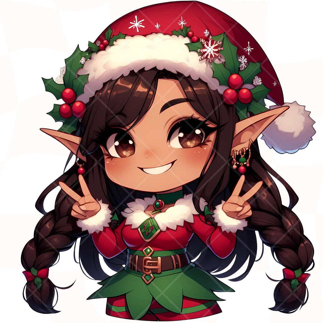 Christmas Chibi Girls, Holiday Elf, Christmas Elf Png, Winter Elf ...