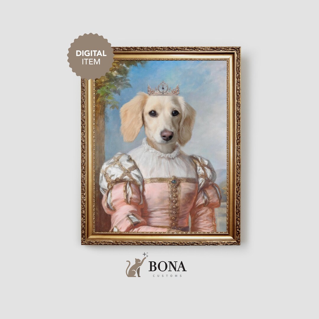 Digital File Dog Pet Portrait, Female Dog Portrait, Custom Pet Portrait ...